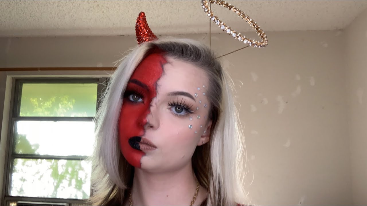 Half Angel, Half Devil Halloween Makeup Look - YouTube