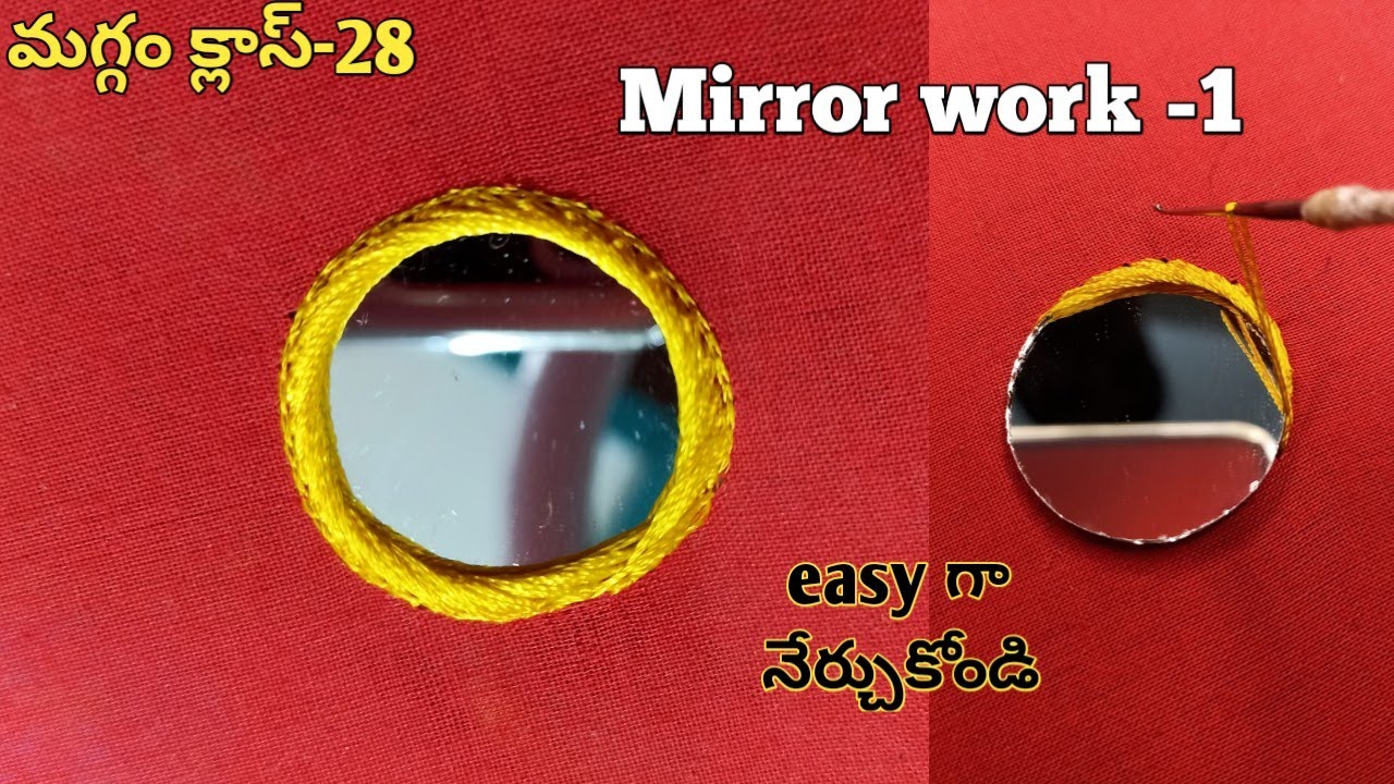 Round shape Mirror work Type -1 for Beginners |మగ్గం క్లాస్|Aari వర్క్ |Tutorial #maggamwork ...