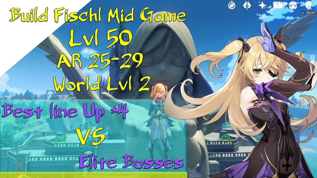 Build Fischl DPS Support Lvl 50 Mid Game VS Elite Bosses | Genshin ...