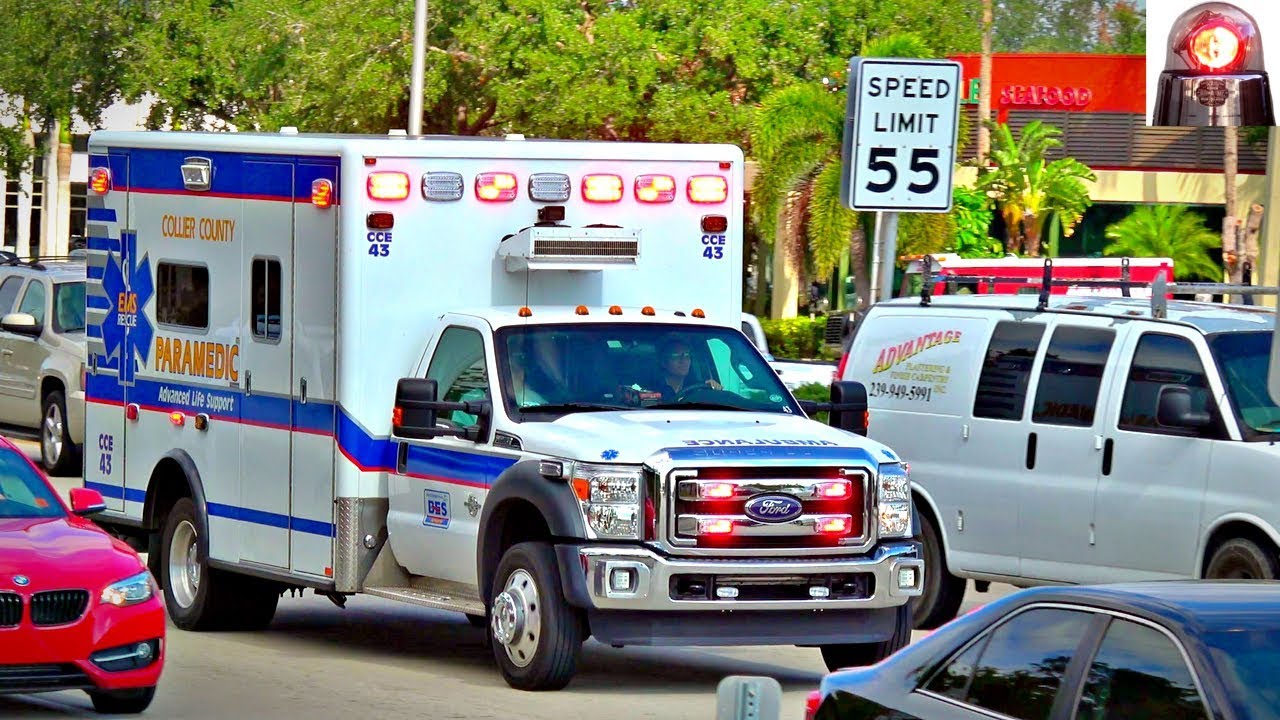 Collier County Emergency Ambulance Responding with Rumbler Siren - YouTube