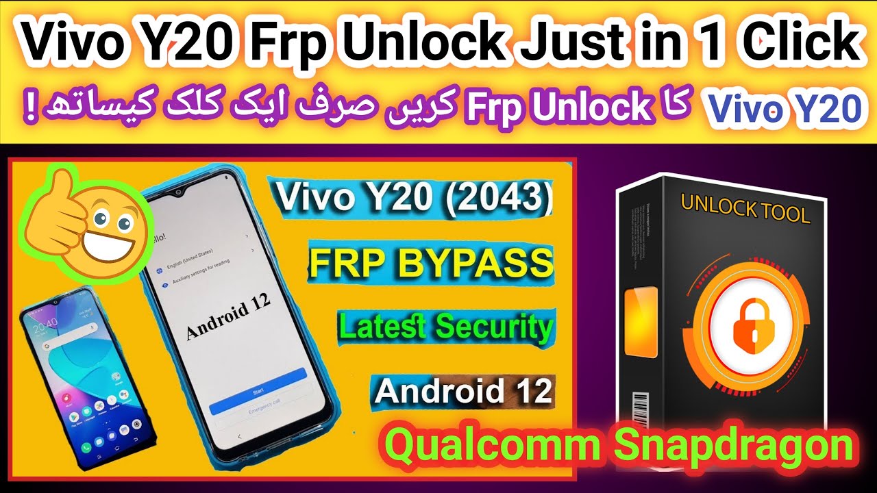 Vivo Y20 Frp unlock just in 1 click by unlock tool android 12 with test ...