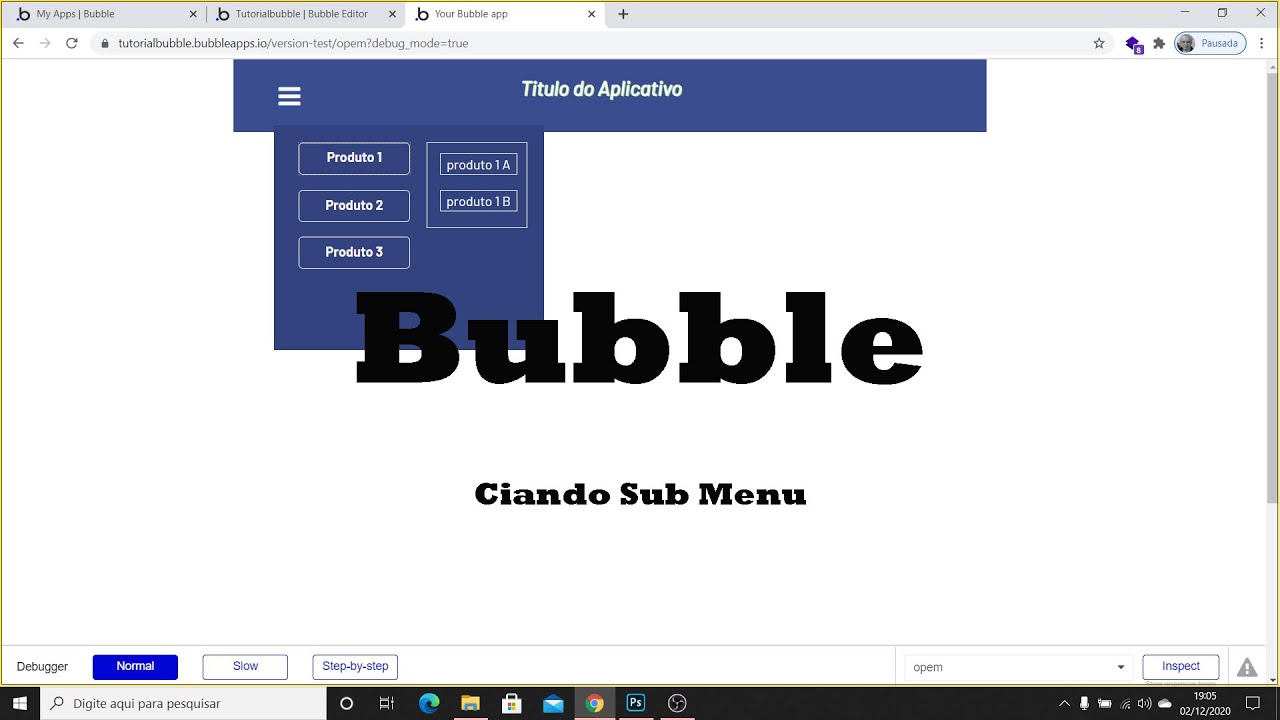 Criando um menu com opções de sub_menu - Bubble - YouTube