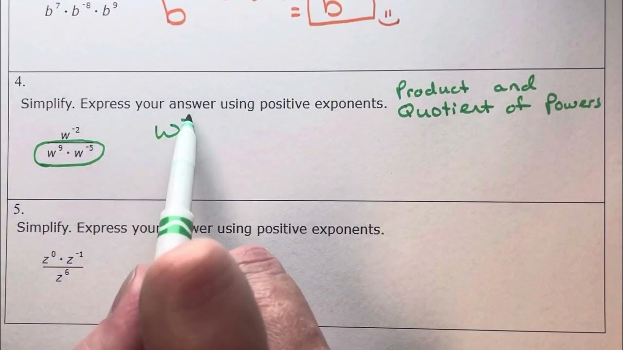 Simplify Exponential Expressions Using Multiplication & Division Rules (Example 4) - YouTube