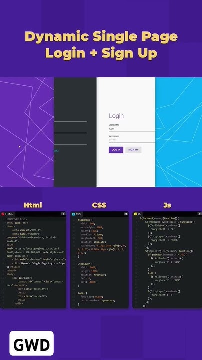 Dynamic Login Form Design Css Coding Javascript Webproject