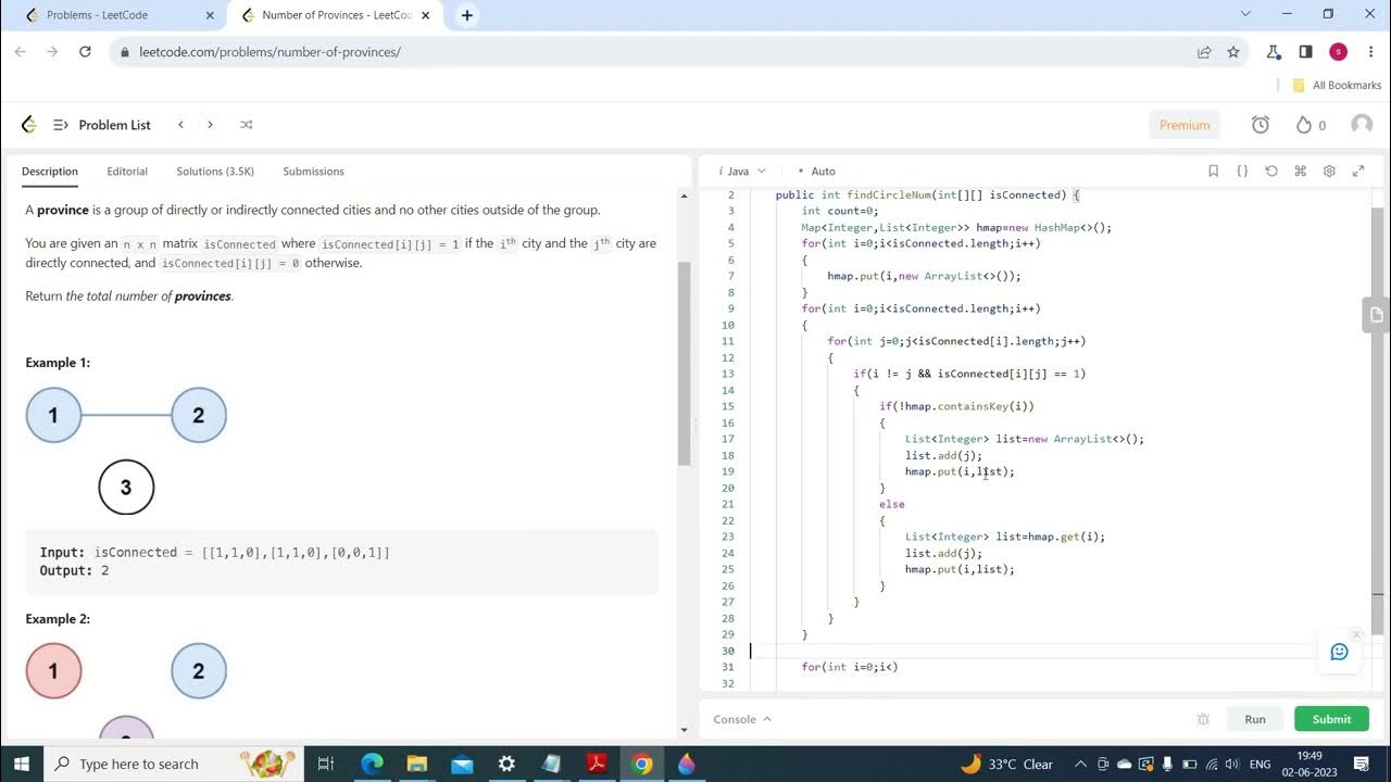Number of Provinces | Leetcode | Java | Explanation | Solution - YouTube