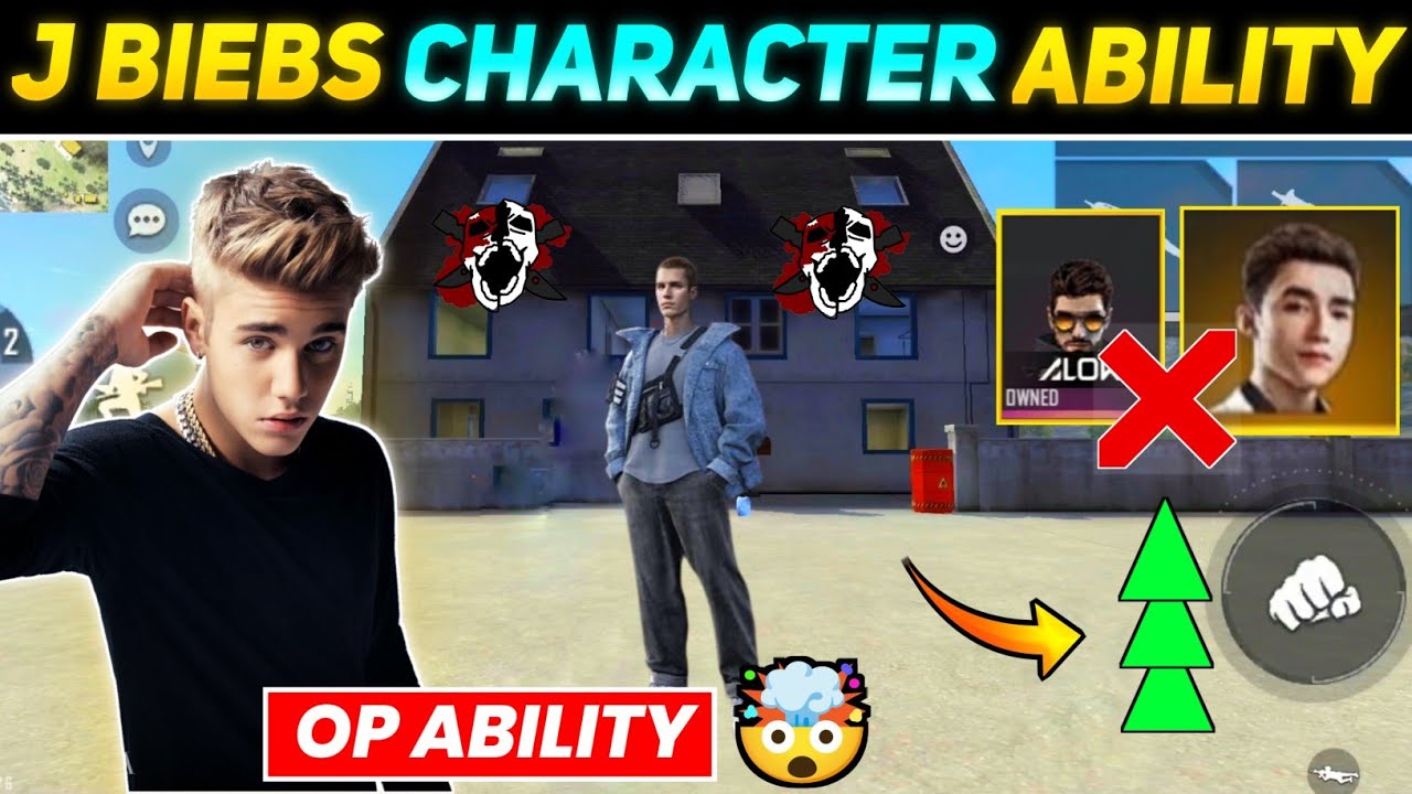 JUSTIN BIEBER CHARACTER ABILITY || FREE FIRE J BIEBS CHARACTER ABILITY ...