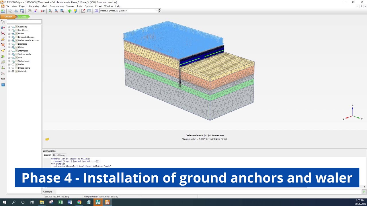 Plaxis 3D - Impact of a waler break on the shoring wall behavior - YouTube