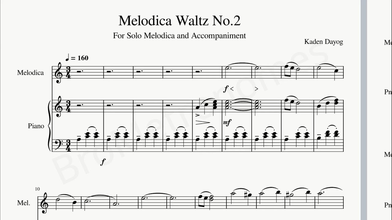 Melodica Waltz No.2 Sheetmusic by Kaden Dayog v1 - 160 BPM - 3/4 - YouTube