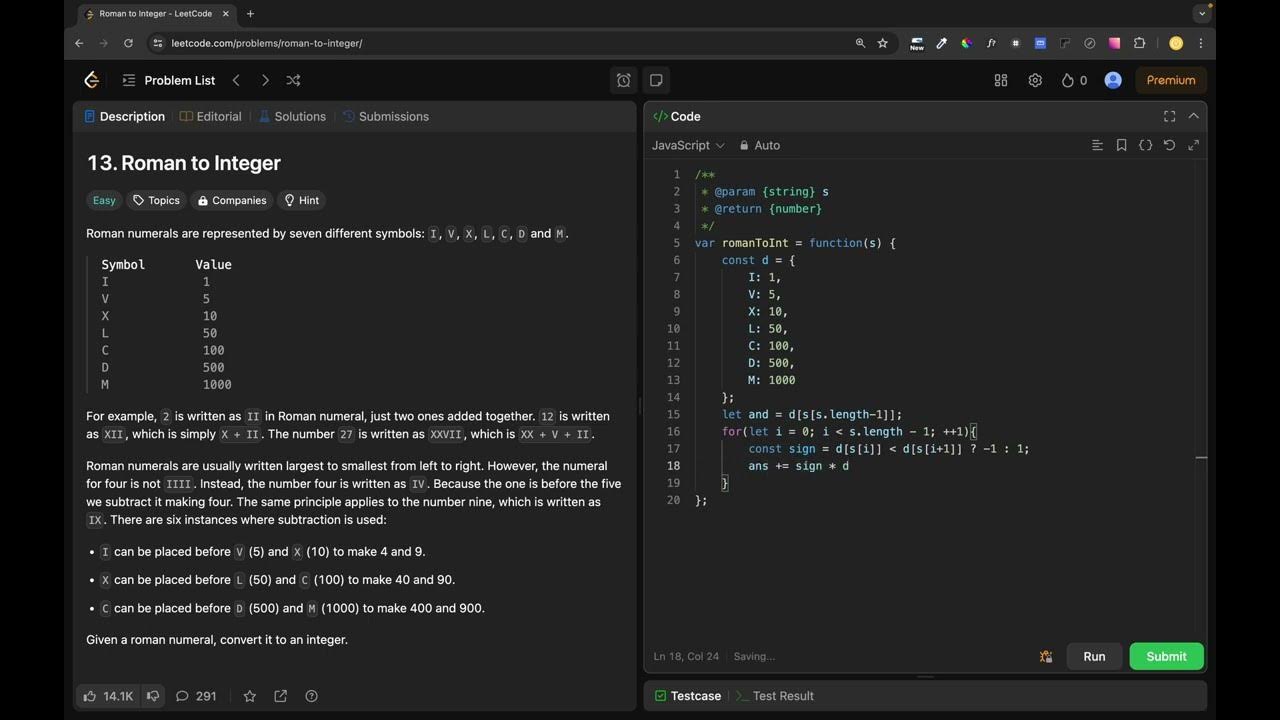 Roman To Integer Solution In Javascript Leetcode 🚀 Vslogs Youtube