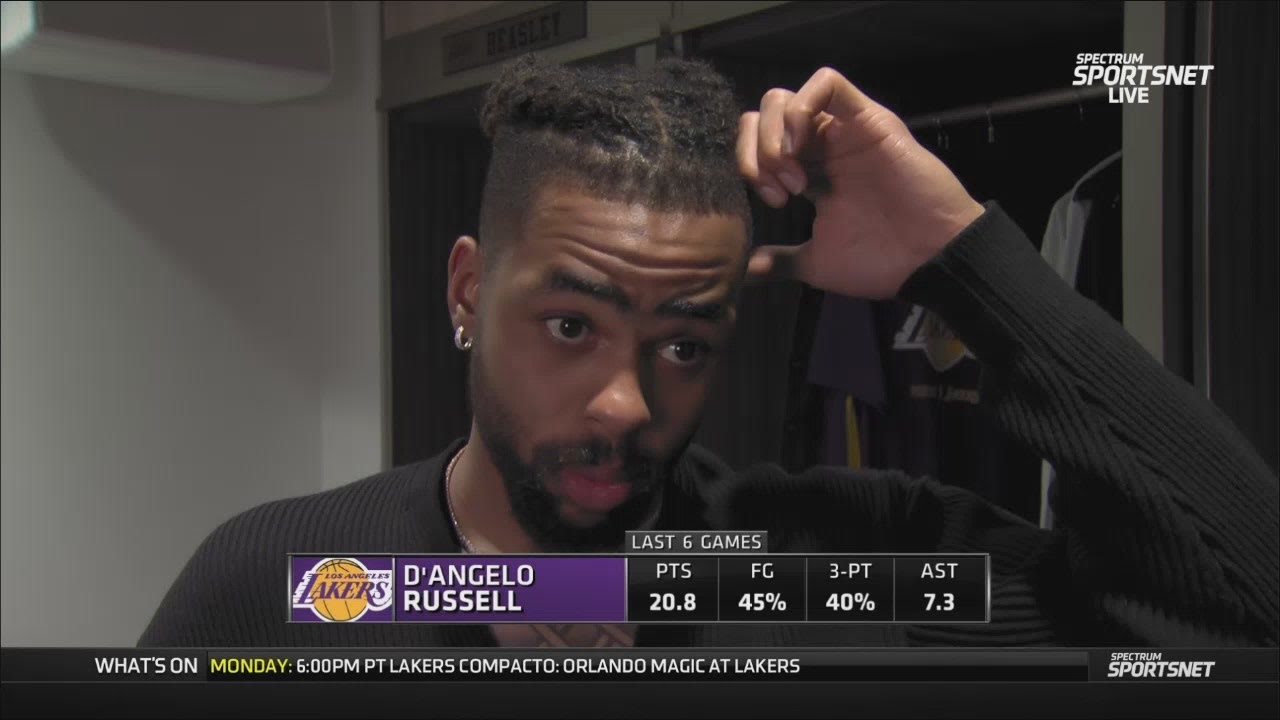 D'Angelo Russell Postgame Interview | Los Angeles Lakers beat Orlando Magic 111-105 - YouTube