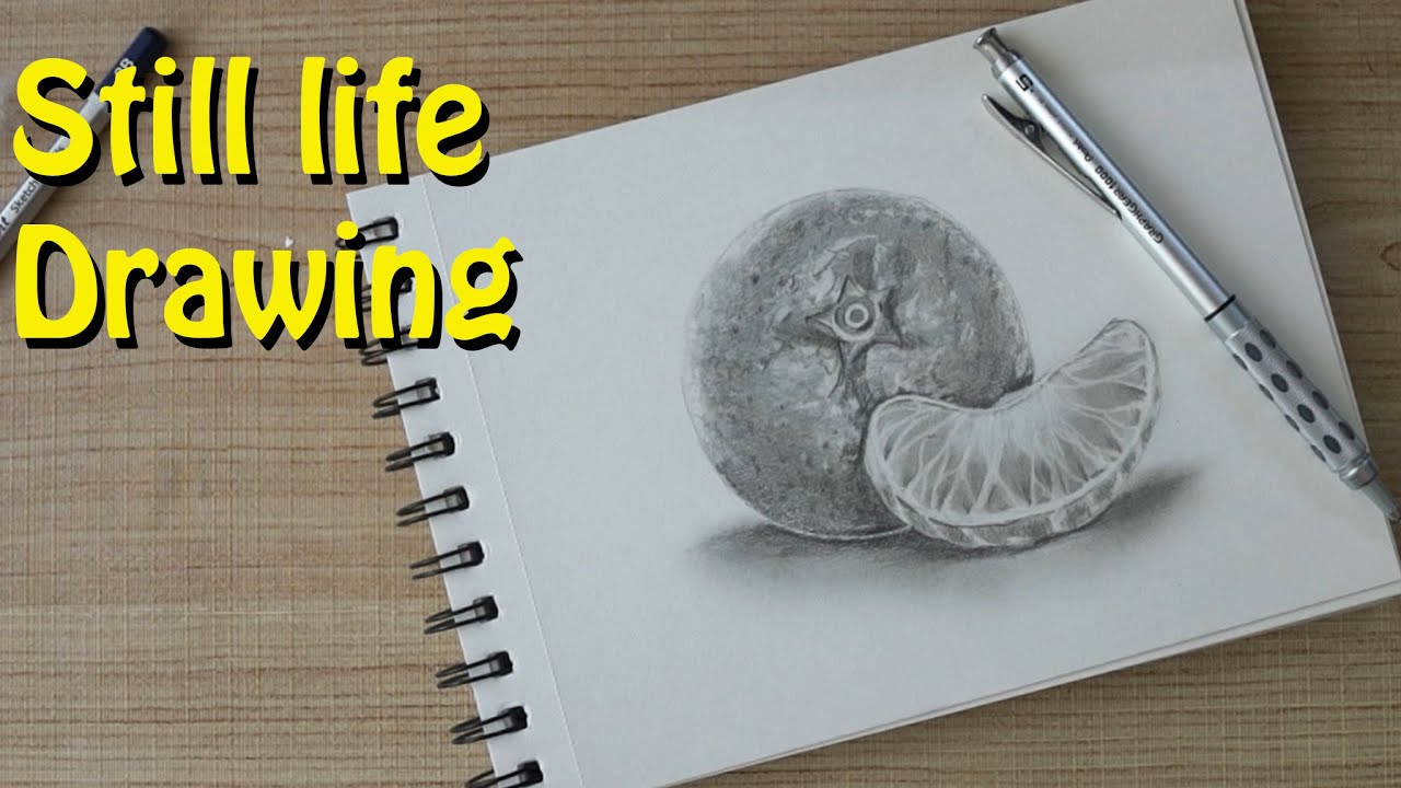 how to draw orange | still life drawing - YouTube