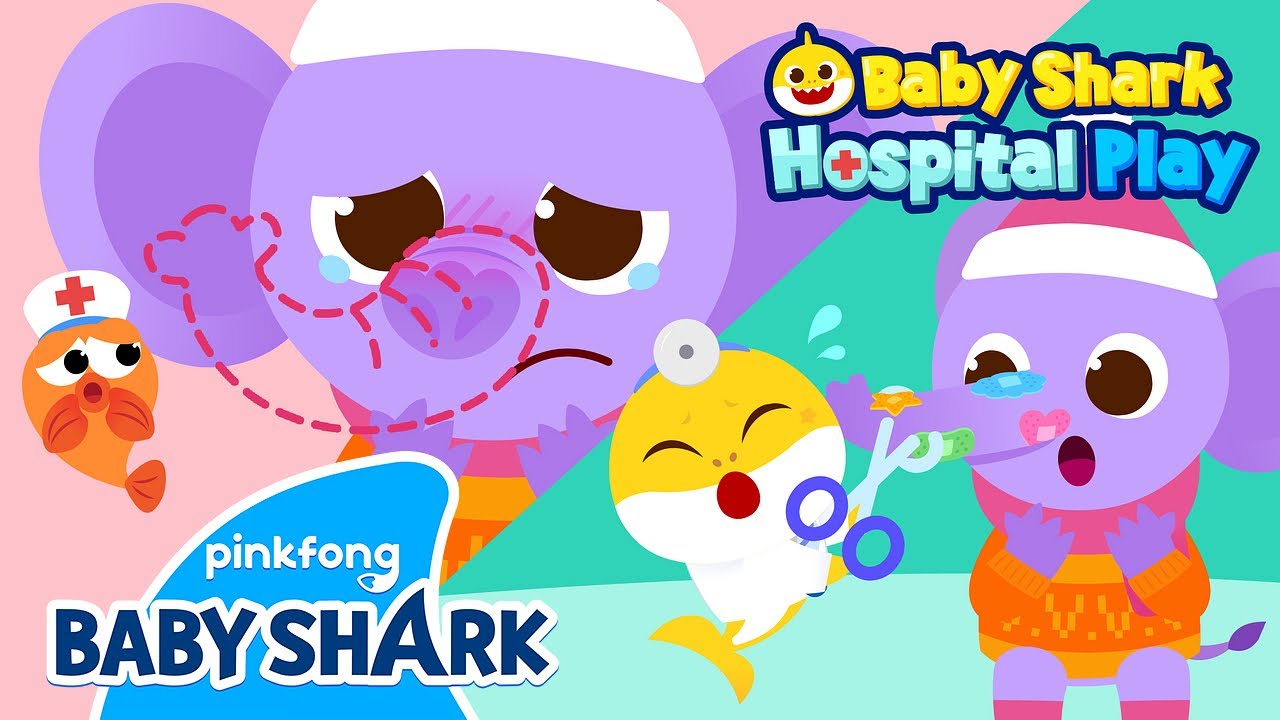 The Elephant’s Nose Has Gone Flat! | Baby Shark Doctor | Hospital Play ...