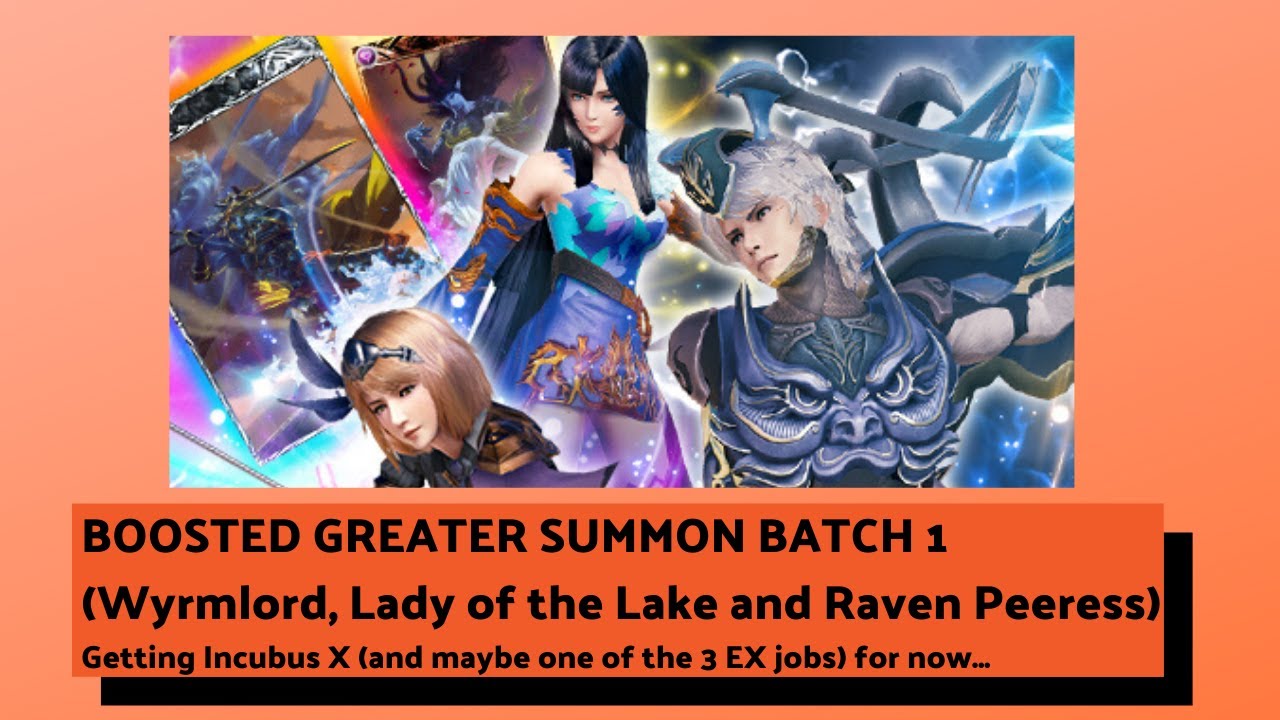 Mobius FF - 4 pulls in Boosted Greater Summon Batch 1 (Wyrmlord, Lady of the Lake and Raven ...