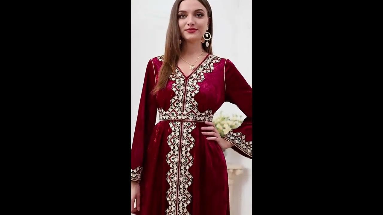 Caftan Marocain Rouge & Doré | Mode Caftan - YouTube