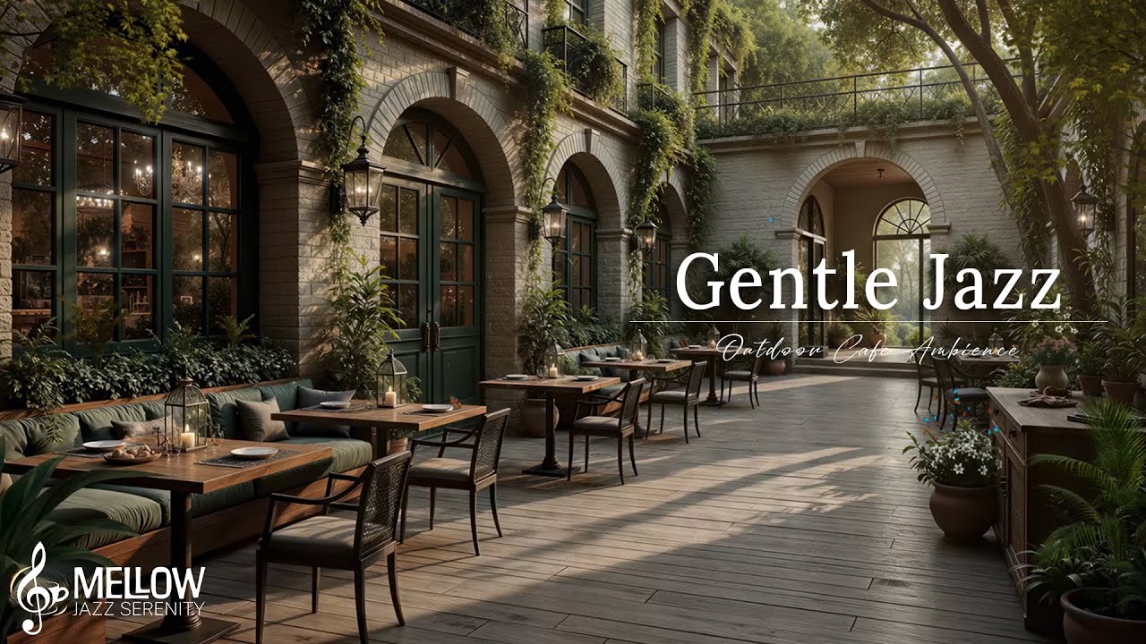 Gentle Jazz in Forest Cafe for Therapy | Outdoor Lounge with Warm Light ...