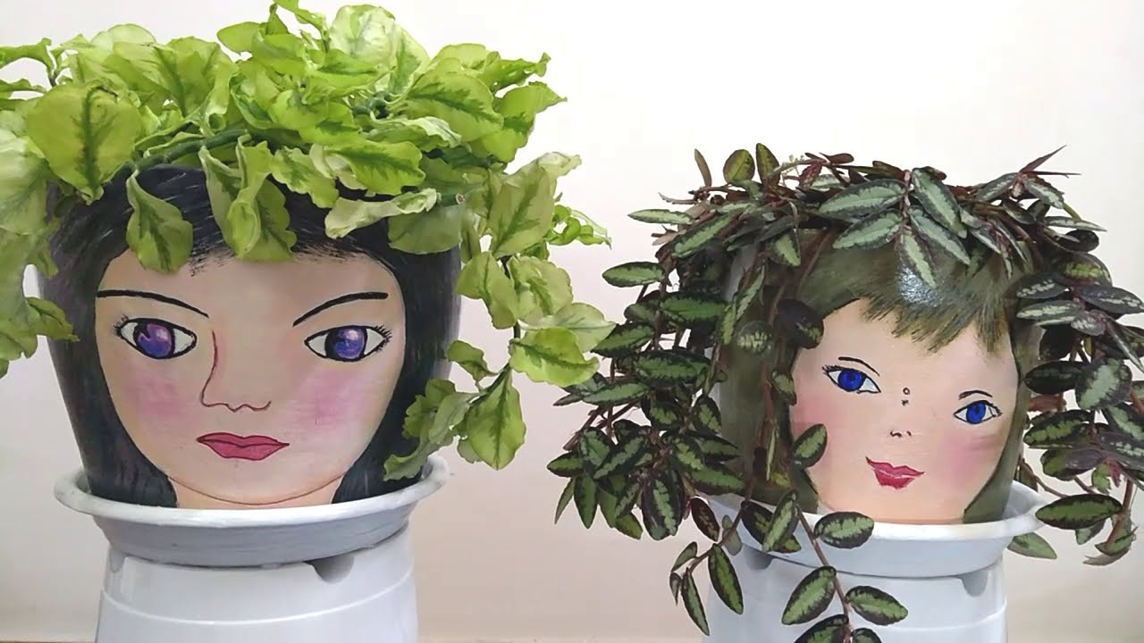 How to design face on pots - face planter- - YouTube