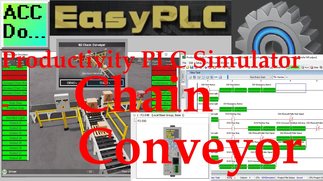 Productivity PLC Simulator - Chain Conveyor MS - YouTube