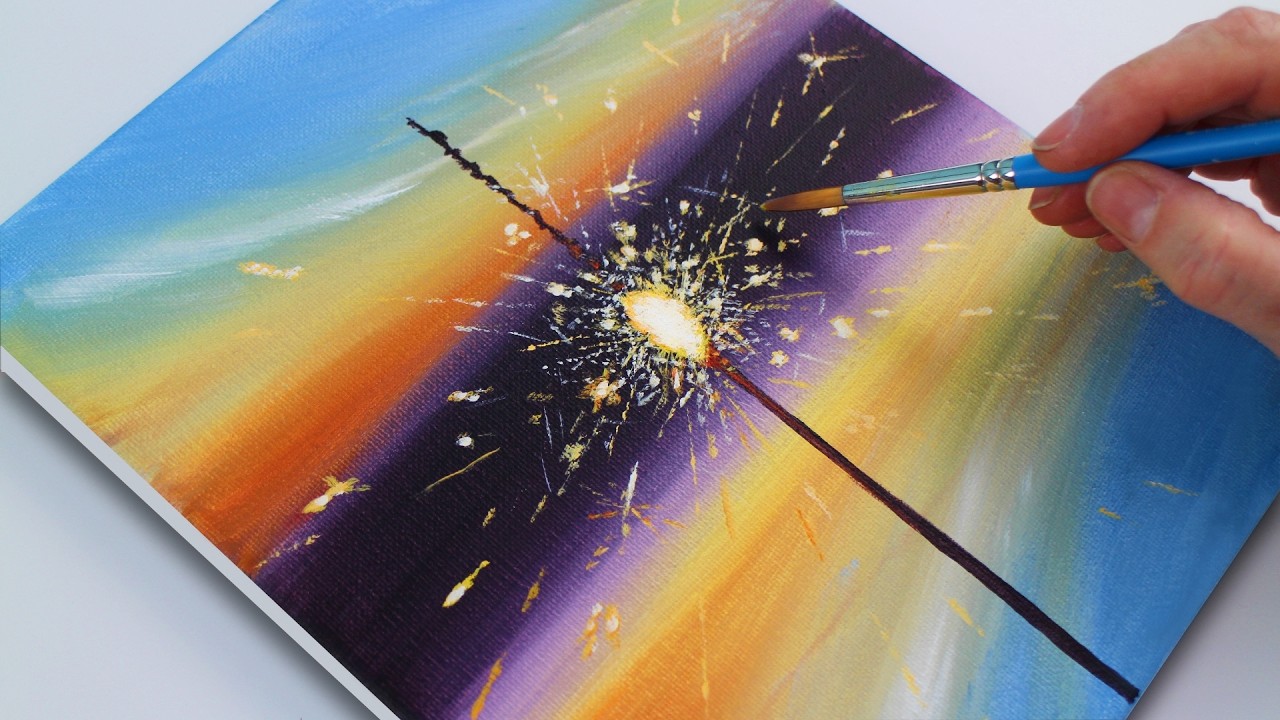 'A Burst of Light' How to Paint a Sparkler Easily for Beginners - YouTube