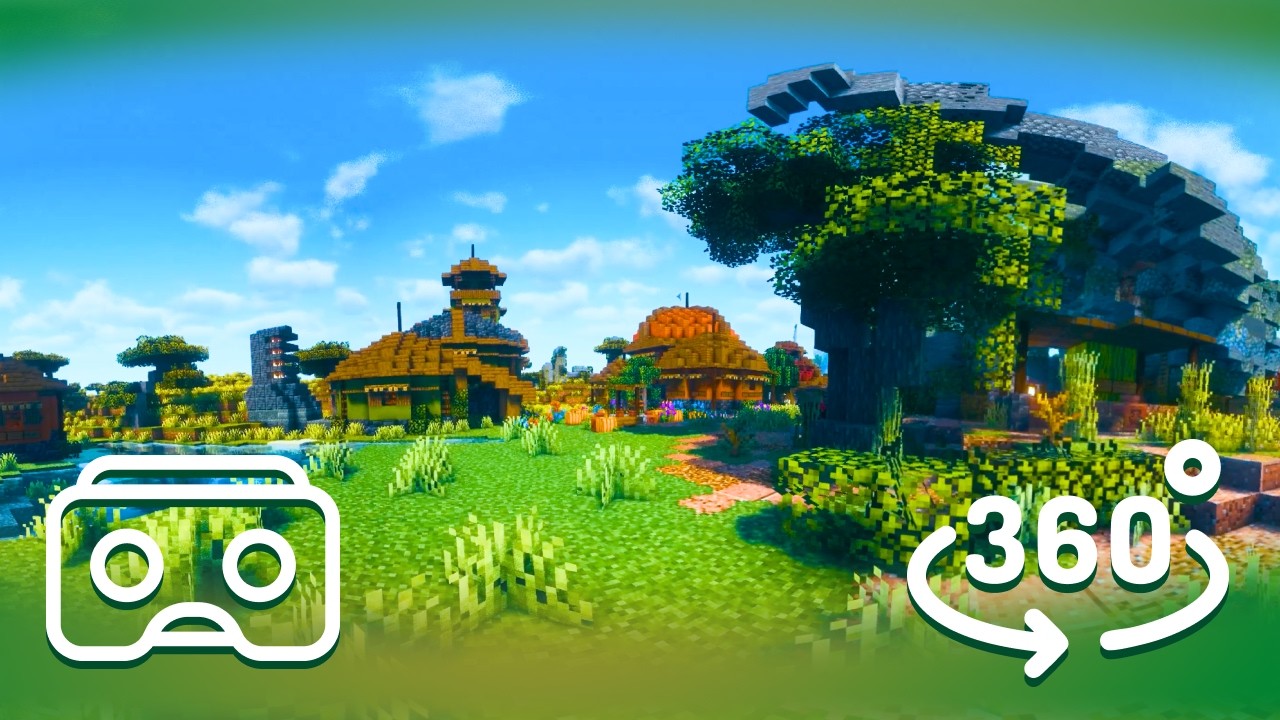360 Degree VR Video. 🚶‍♂️ Relaxing Walk in Minecraft | 360° VR ...