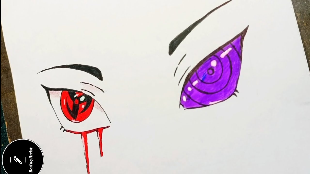 How to Draw Sharingan and Rinnegan Eye - YouTube