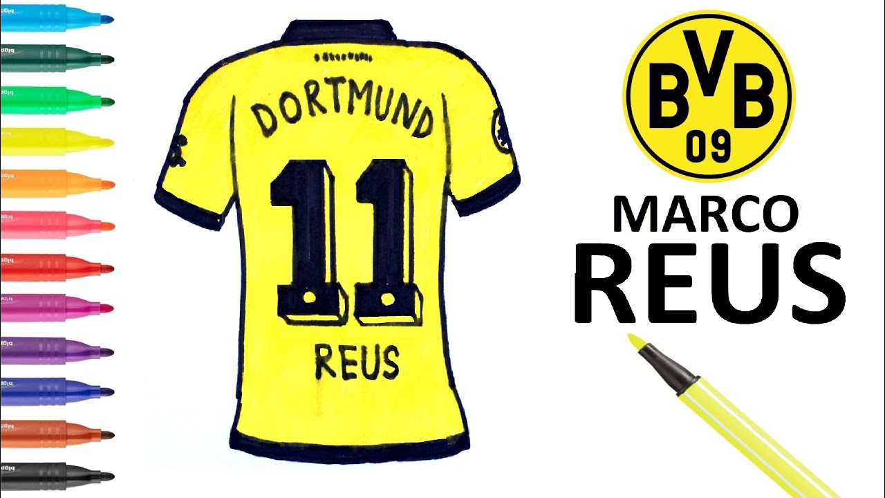 Easy Drawing Borussia Dortmund Jersey l Kolay Marco Reus Borussia ...