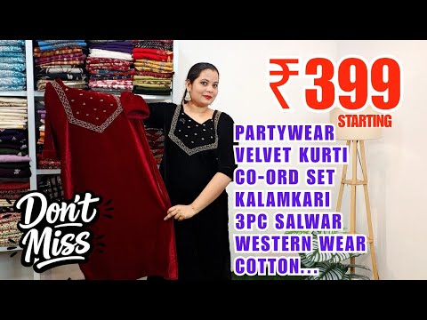 399/499/599 Partywear | Velvet Kurti | Co-ord Set | Western wear | 3pc Set 😍