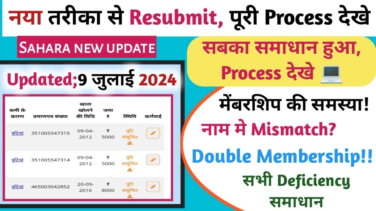 Sahara claim Resubmit Sucessfull ! जिनका Resubmit नही हो रहा जरूर देखे ...