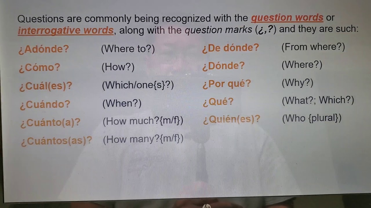 Spanish 101/Capitulo/Leccion 2.2/Forming Questions in Spanish - YouTube