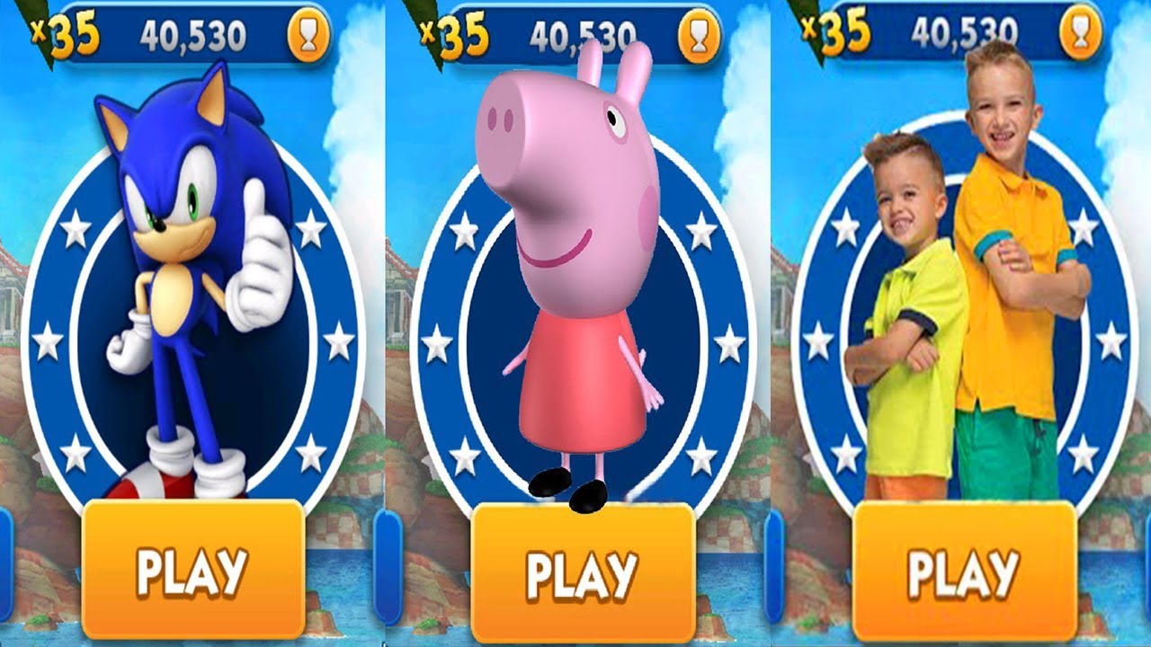 Sonic Dash vs Peppa Pig Run vs Vlad and Niki - All Characters Unlocked ...