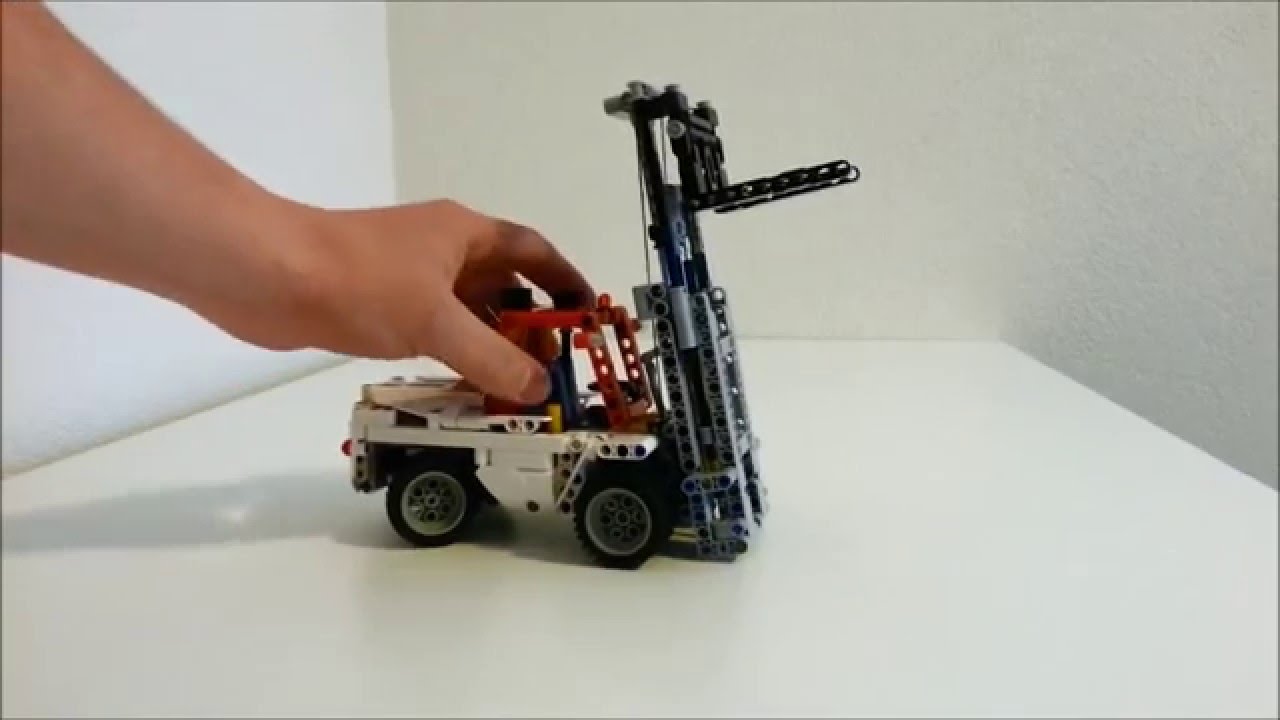 Lego Technic Pneumatic forklift and bucket truck as B-model - YouTube