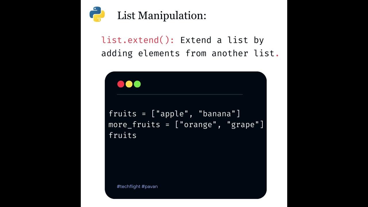 Python 💻 List Manipulation Listextend Python Coder Programming Youtube 
