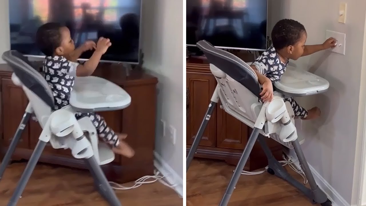 Toddler uses high chair to move across the room #shorts - YouTube