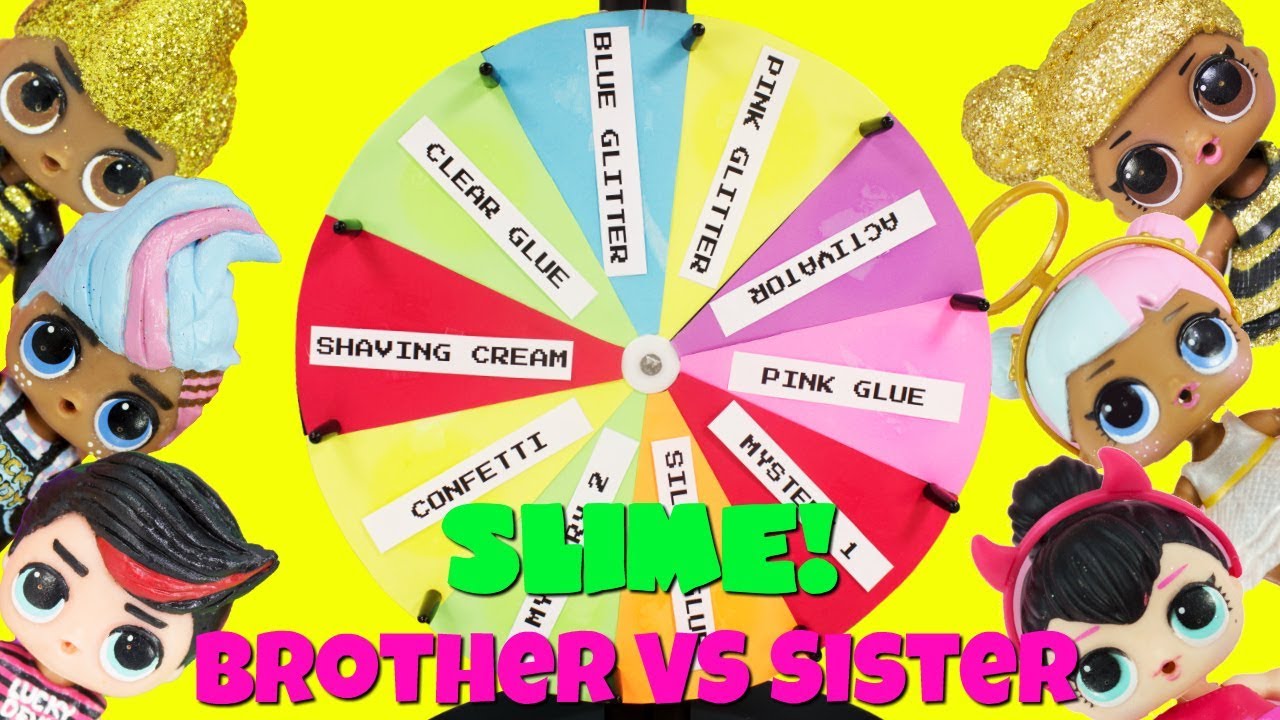 LOL Sister VS Brother Mystery Slime Spinning Wheel Challenge Spice Boi ...