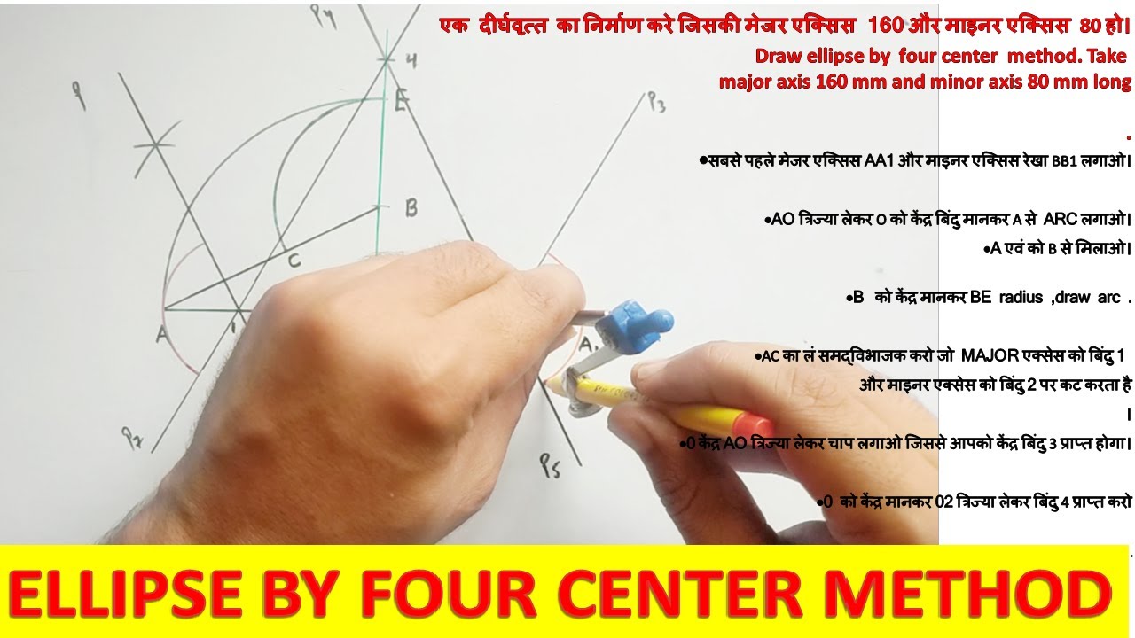 ellipse by four center method | ELLIPSE BY 4 CENTRE METHOD ...