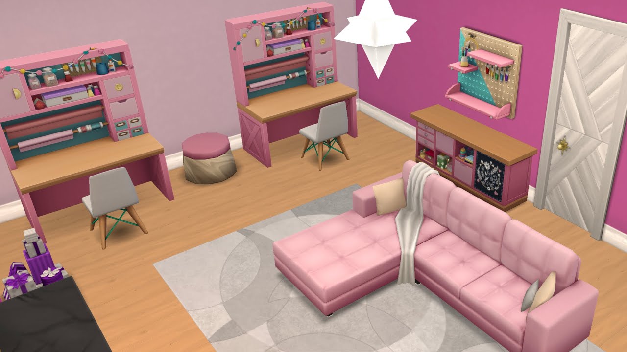 The Sims Mobile: Pink DIY Crafts Room Tour | 326 Emerald Drive - YouTube