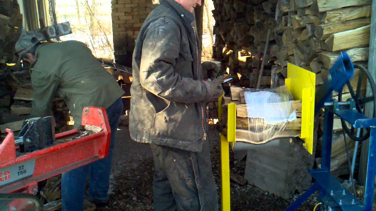 Homemade mechanical wood wrapper! - YouTube