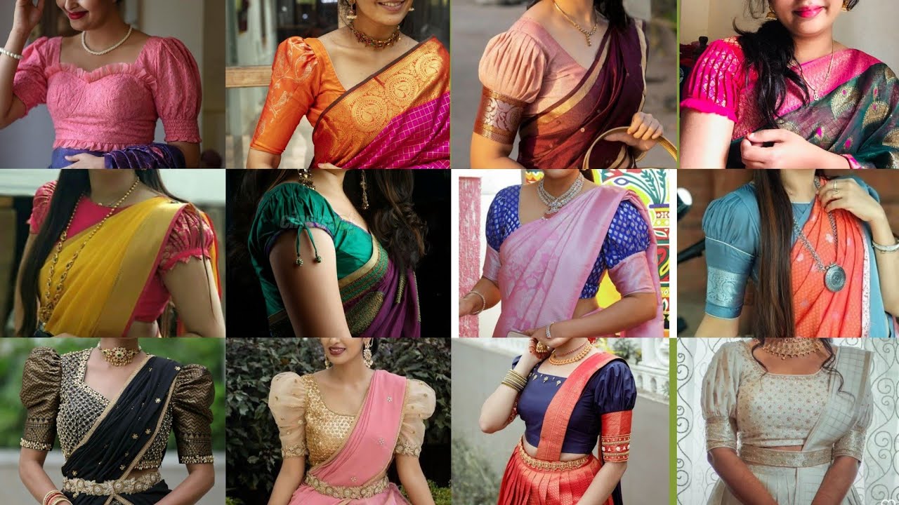 Puff sleeve blouse designs || Puff sleeves for silk blouse designs ...