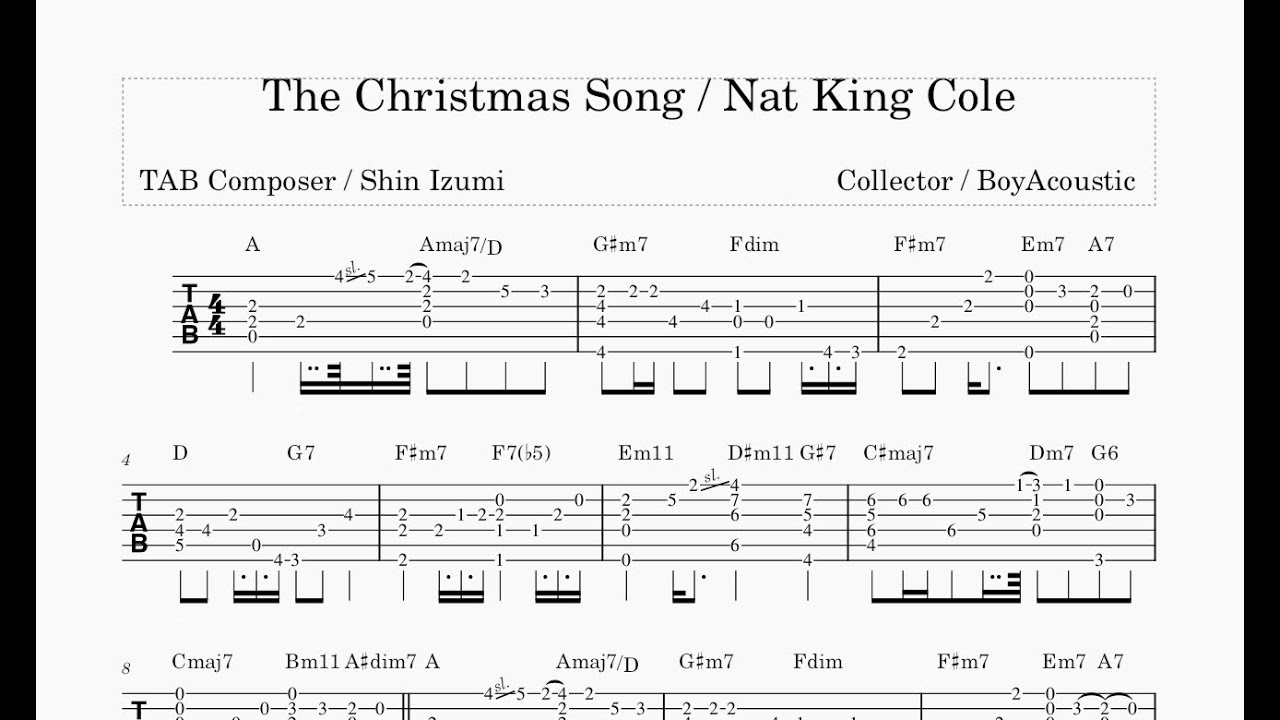 The Christmas Song / Nat King Cole / FingerStyle Guitar TAB - YouTube