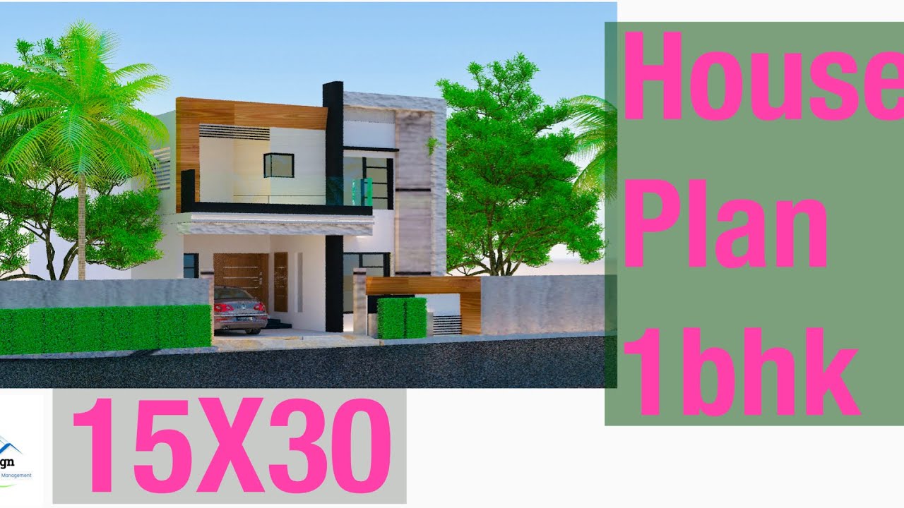 15X30 house plan|| 50 gaz || house map with 1BHK - YouTube