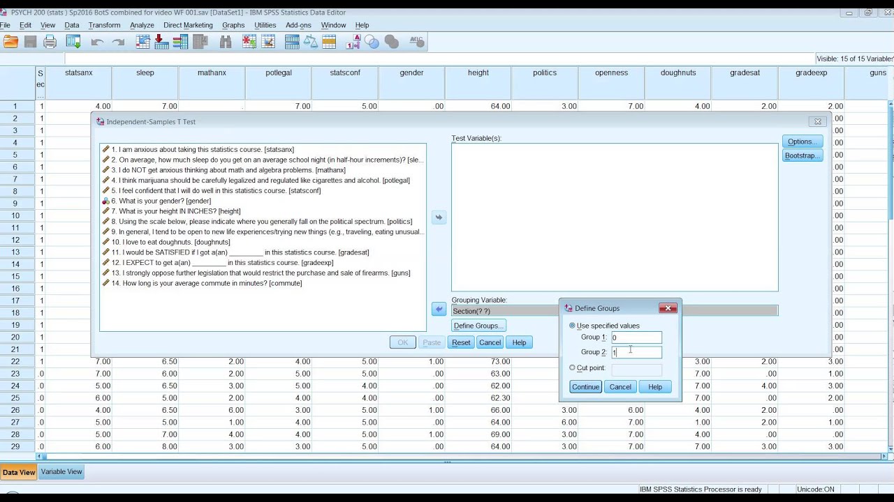 Conducting and interpreting independent-samples t-test in SPSS - YouTube