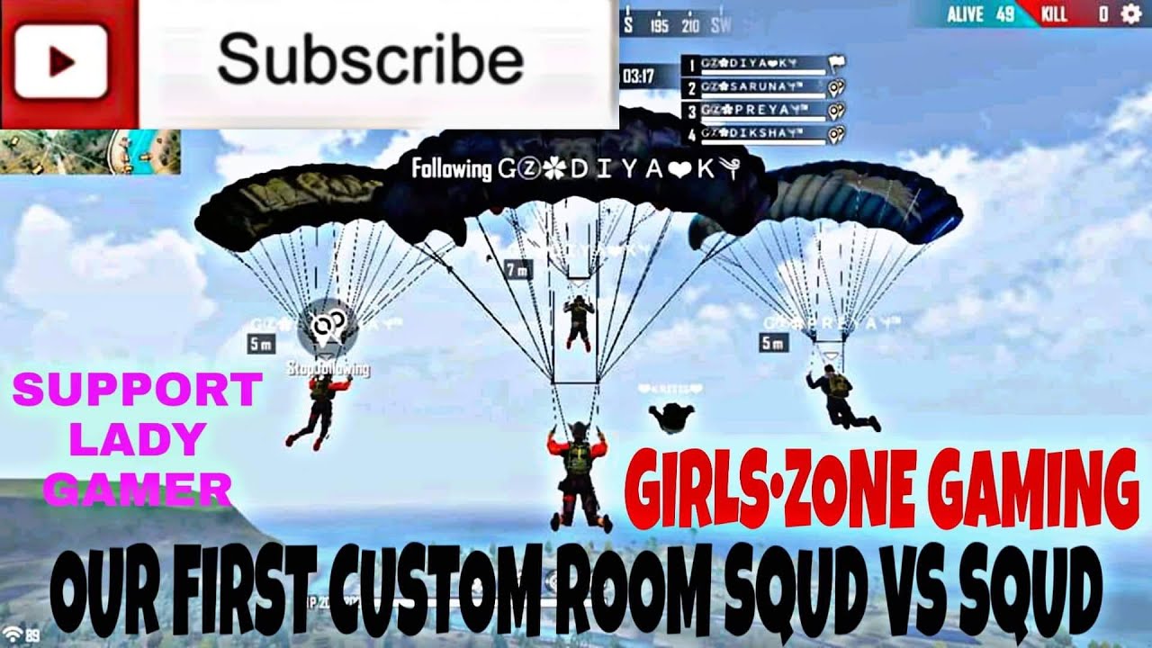 GIRLS ZONE'S GUILD FIRST SQUAD CUSTOM ROOM...AWESOME GAME PLAY BY THE ...