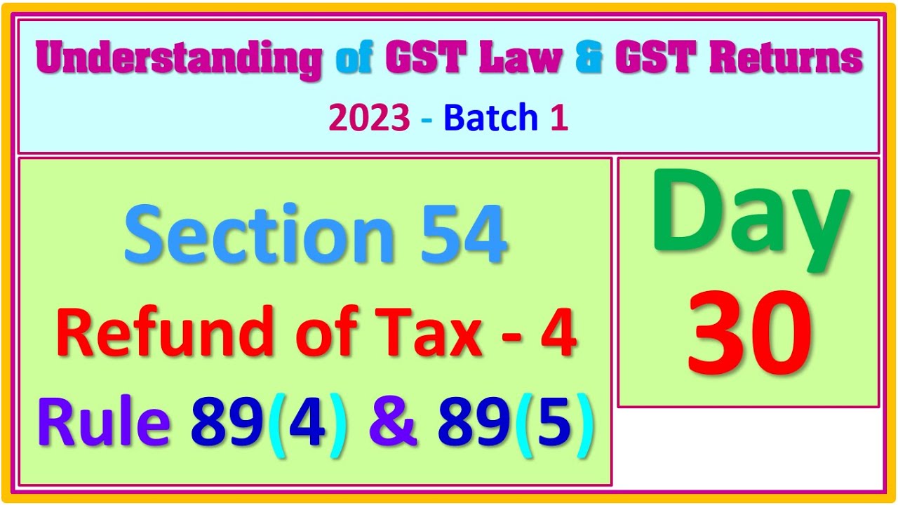 2023 - B1 - Day 30 - Refund of Tax - Part 4 - Rule 89(4) & Rule 89(5 ...