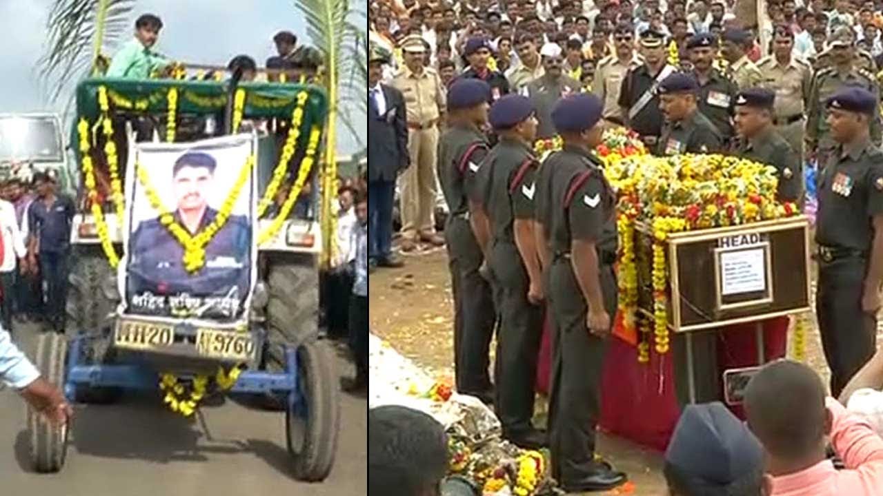 Last rites of fallen soldier Sandip Jadhav performed with full military ...