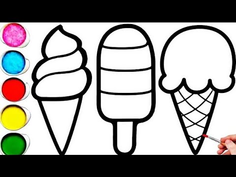 How To Draw cute Ice-cream Drawing, Painting & Coloring For Kids and ...