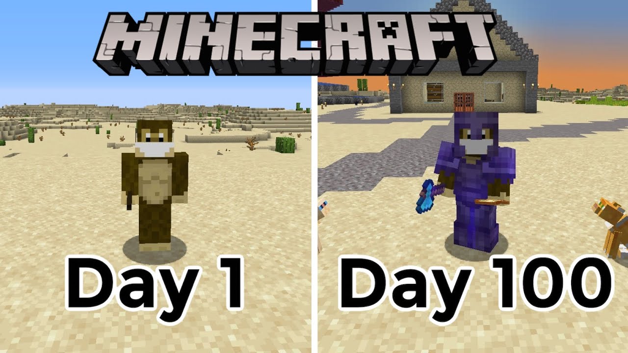 I Survived 100 Days of Minecraft, In a Desert Only World... - YouTube