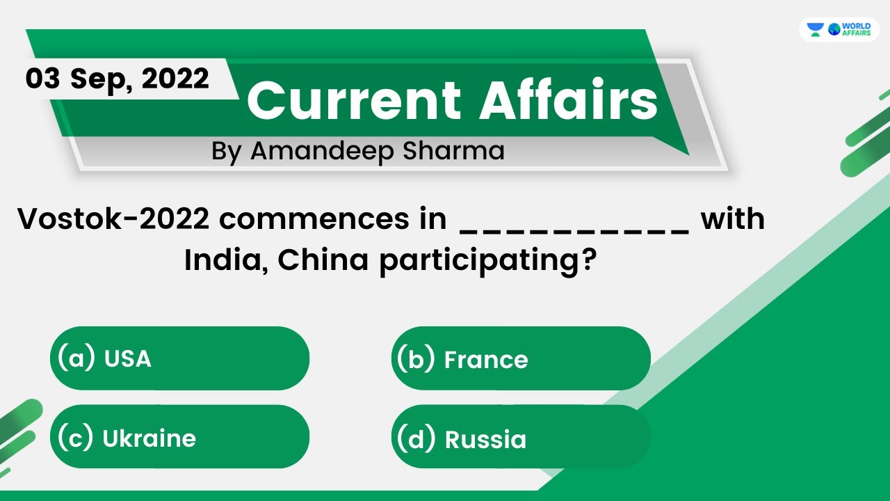 03 September 2022 | Daily Current Affairs MCQs by Aman Sir - YouTube