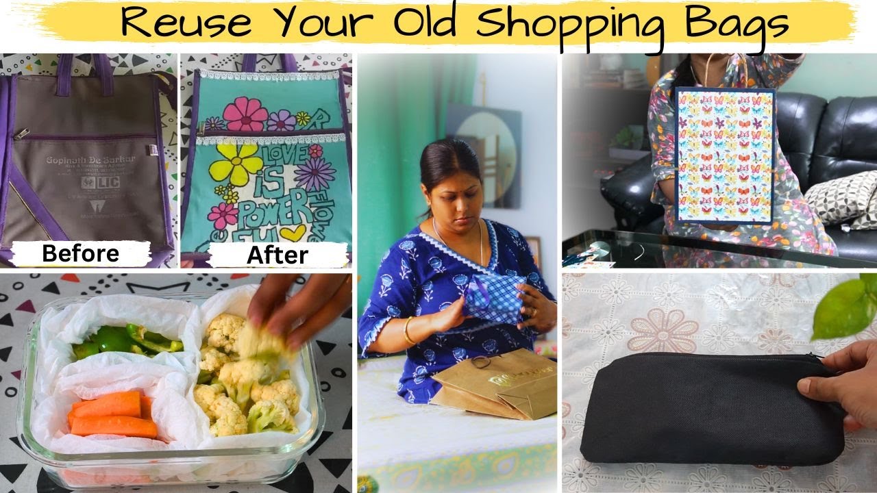 Collection Of Old Shopping Bag Reuse Ideas | Waste Reuse Ideas | बेकार ...
