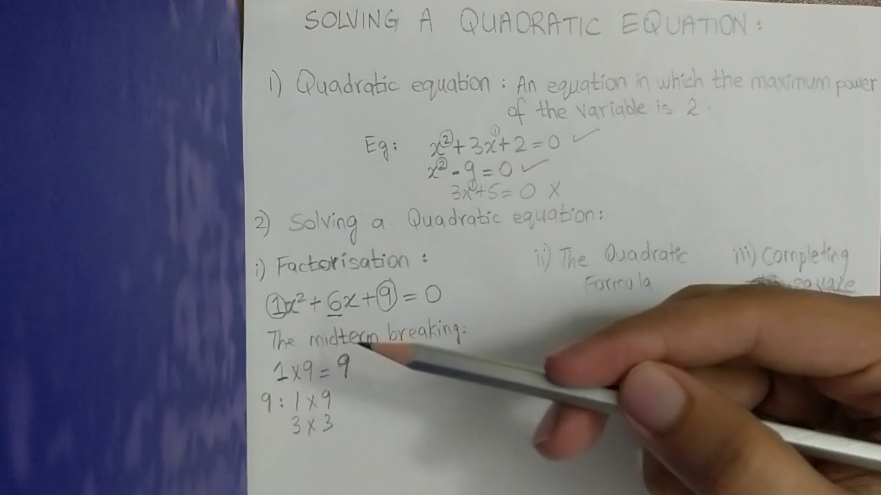Midterm breaking | Quadratic Equation(solved example) - YouTube
