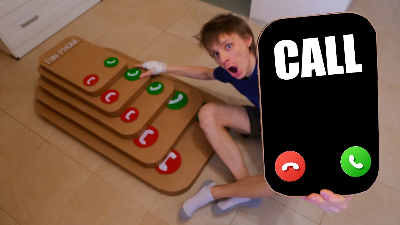 Stack cardboard iPhone 16 17 18 19 20 incoming call - YouTube
