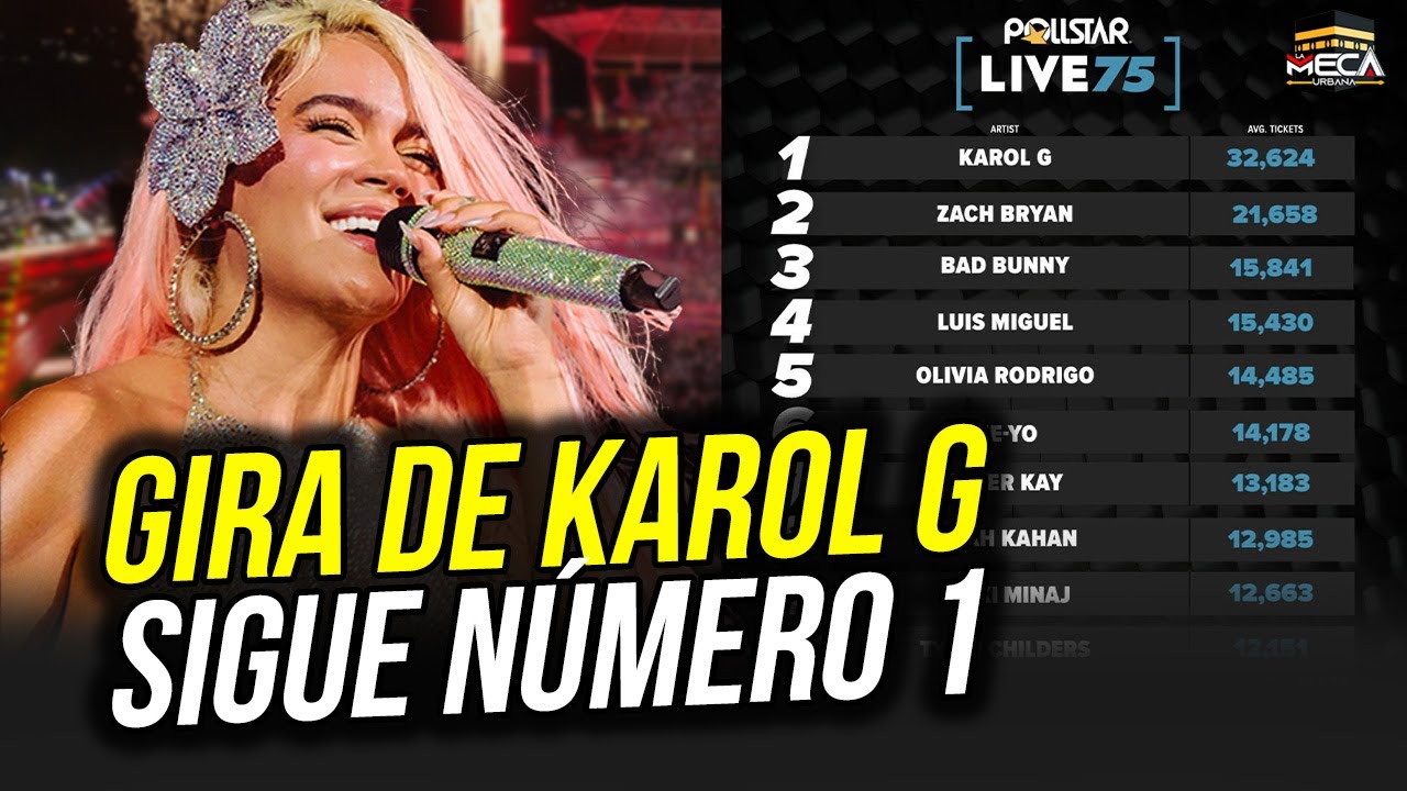 GIRA DE KAROL G SIGUE NÚMERO 1 EN TICKETS VENDIDOS - YouTube